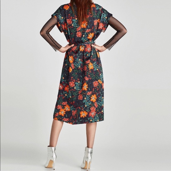 Zara | Dresses | Zara Trafaluc Floral Printed Midi Dress | Poshmark